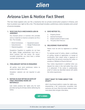 Arizona Preliminary Notice Form - Download Free With Fact Sheet