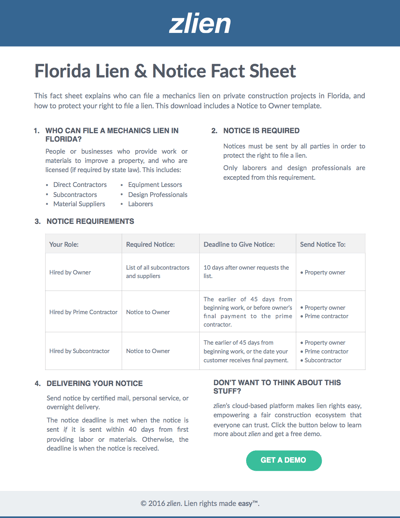 Florida Notice of Right to Lien Form Template - Free Download