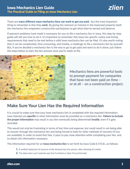 Iowa Mechanics Lien Law Guide - Notices, Liens, & Getting Paid