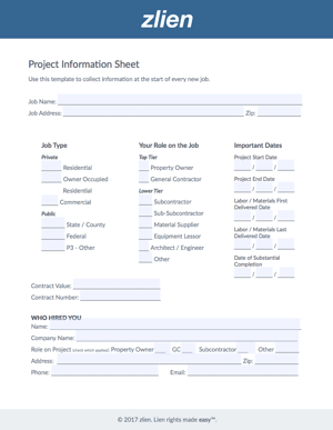 Project Information Sheet | zlien Download